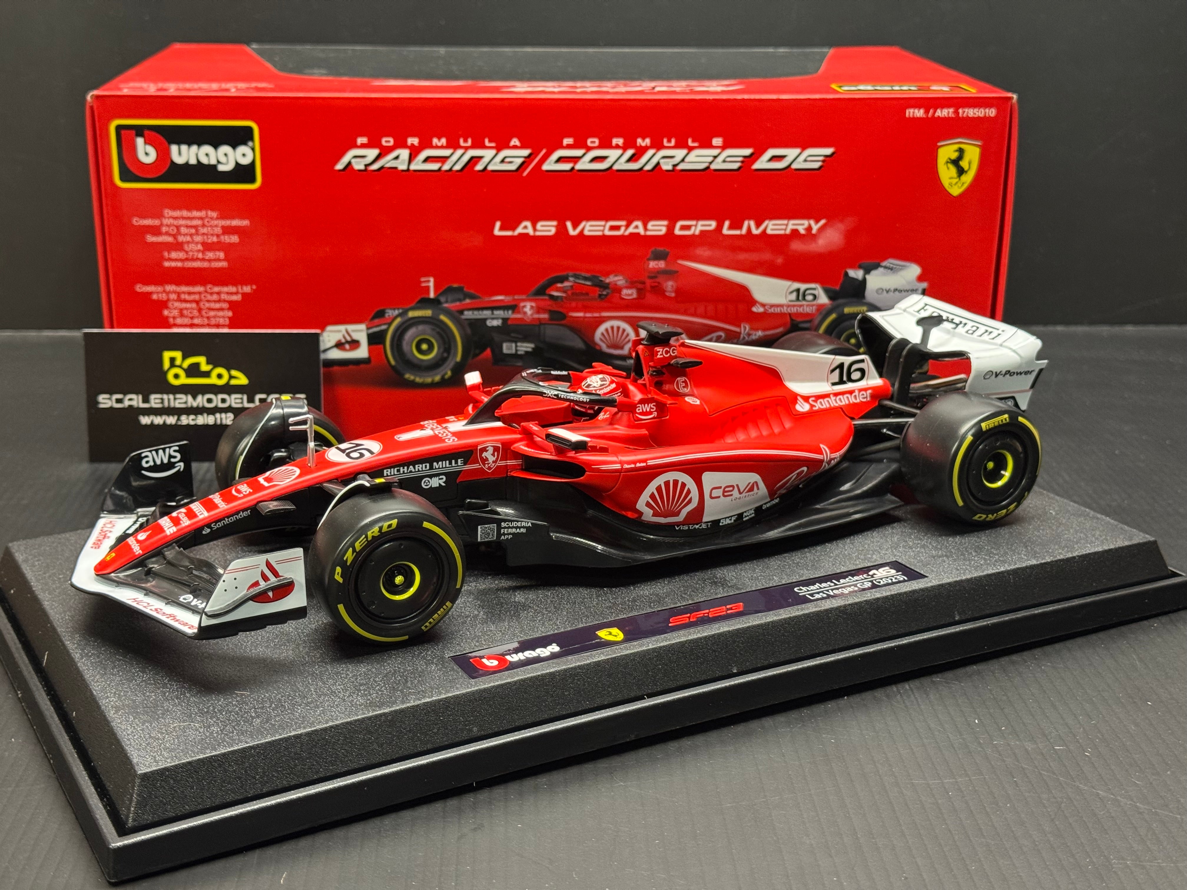 Ferrari SF-23 #16 Charles Leclerc Las Vegas GP 2023 1/18 Bburago Dieca ...
